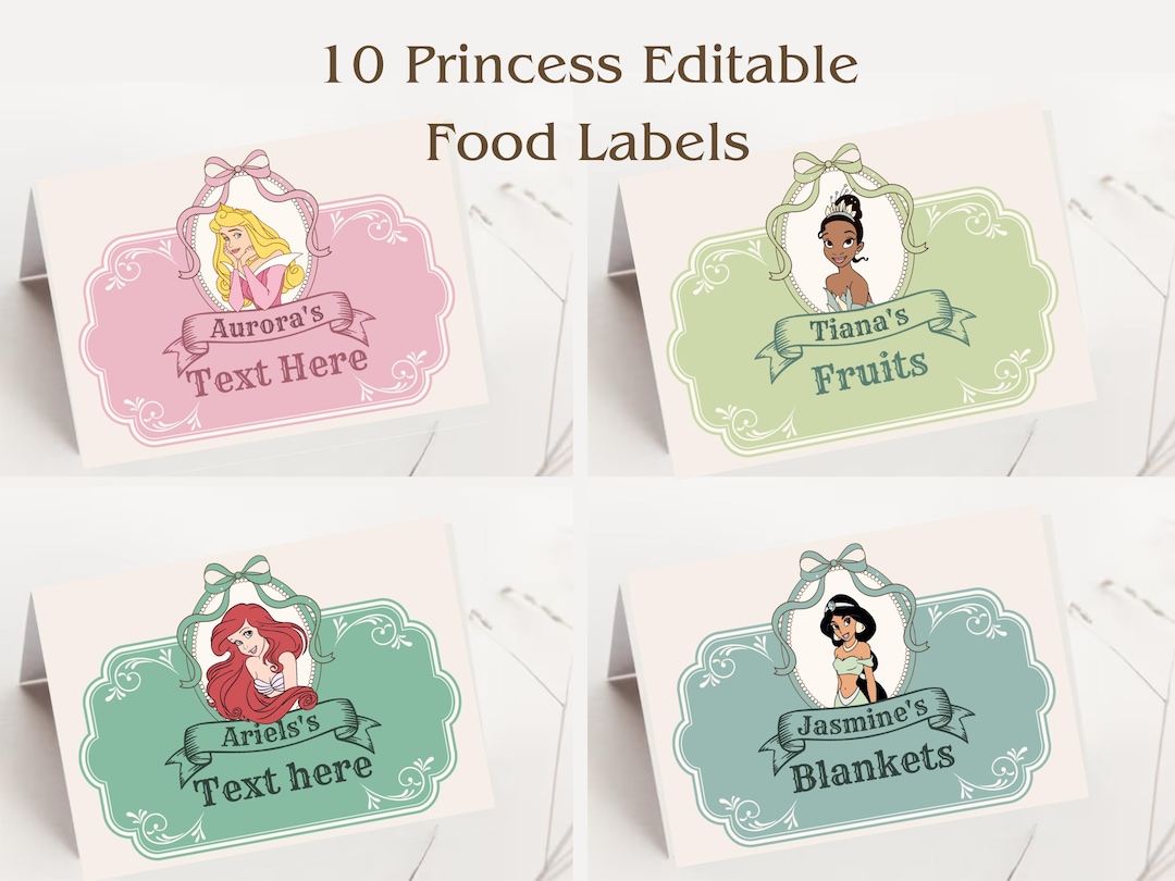 Editable Princess Food Labels, Birthday Party (digital Download) - Etsy