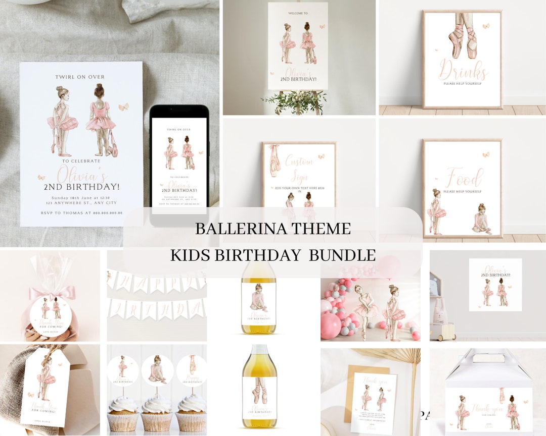 Editable Ballerina Birthday Invitation Bundle, Ballet Dancer Birthday ...