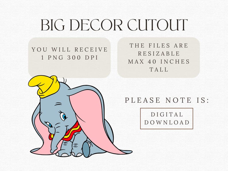 Dumbo Cutout, Backdrop Big Decor, Elephant Theme Party Decoration Baby ...