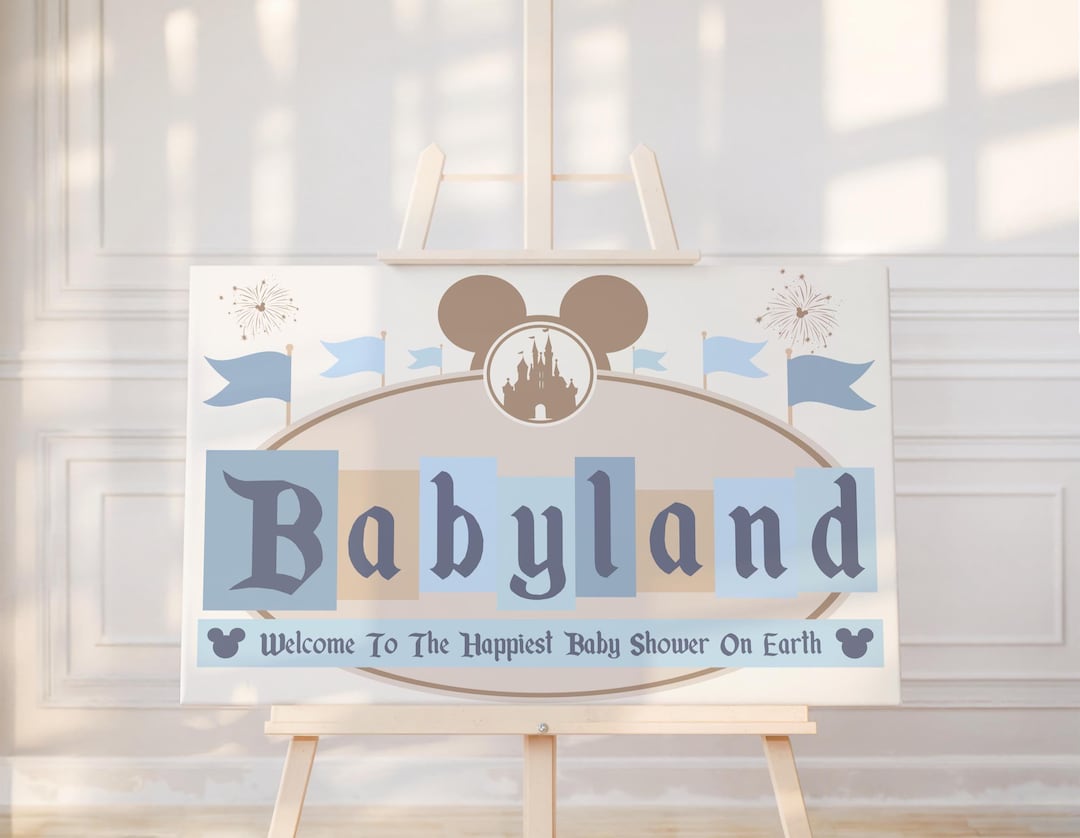 Disneyland Babyland Welcome Sign, Disney Baby Shower Decor (digital ...