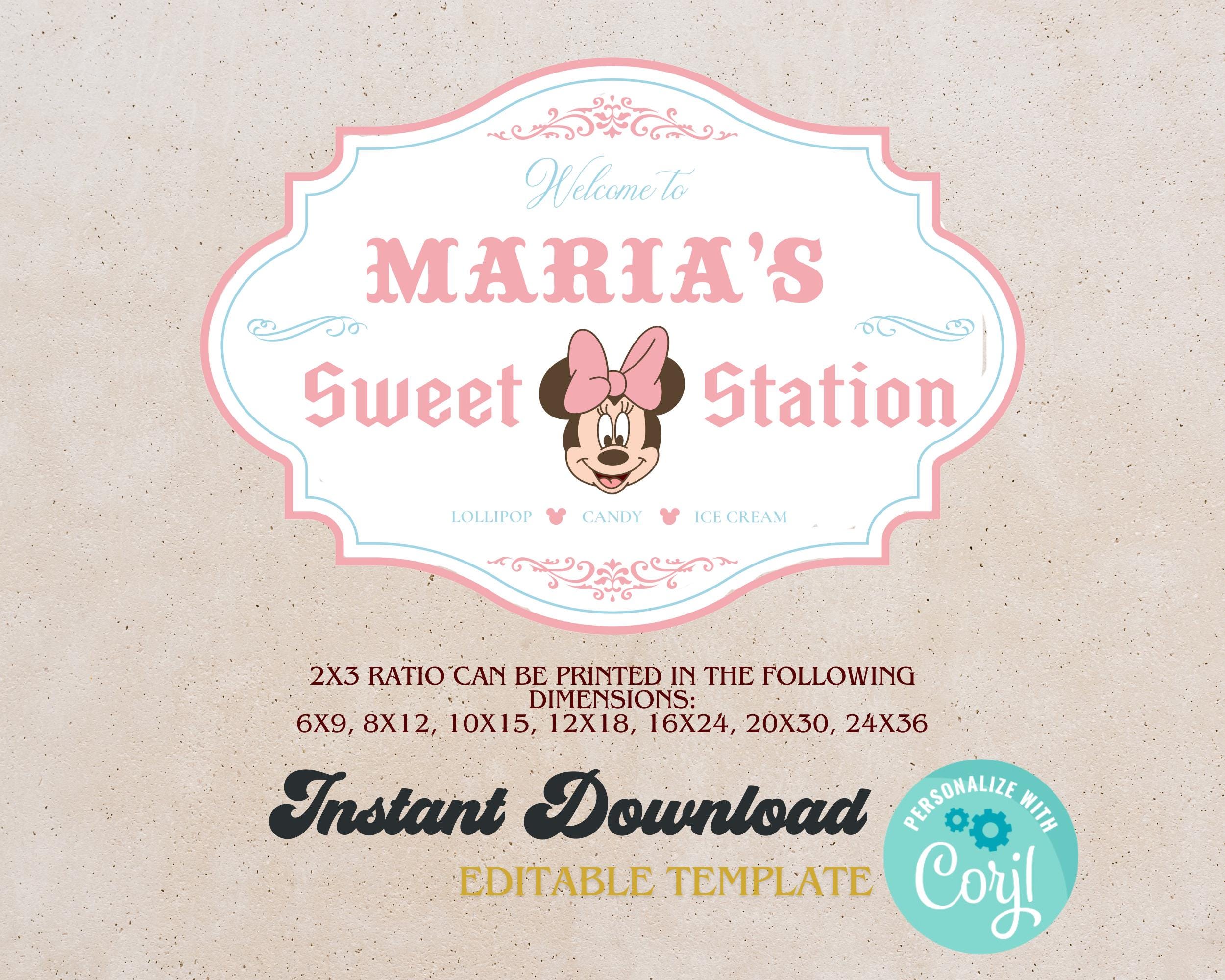 Minnie Sweet Treats Birthday Sign, Welcome Printable Baby Shower or ...