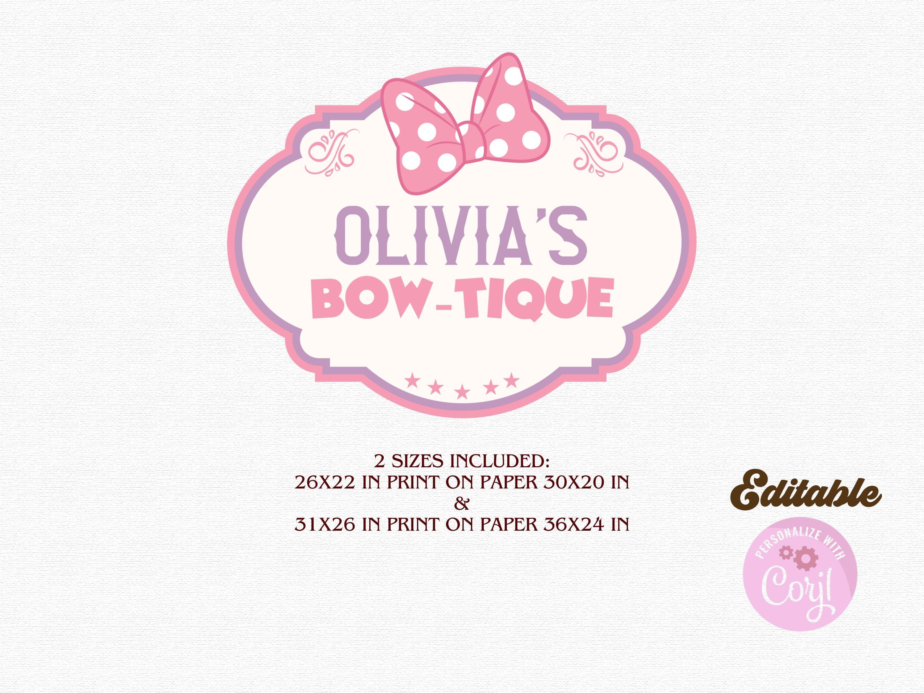 Editable Bowtique Birthday Sign, Minnie Mouse Bow Birthday Decor, Girl ...