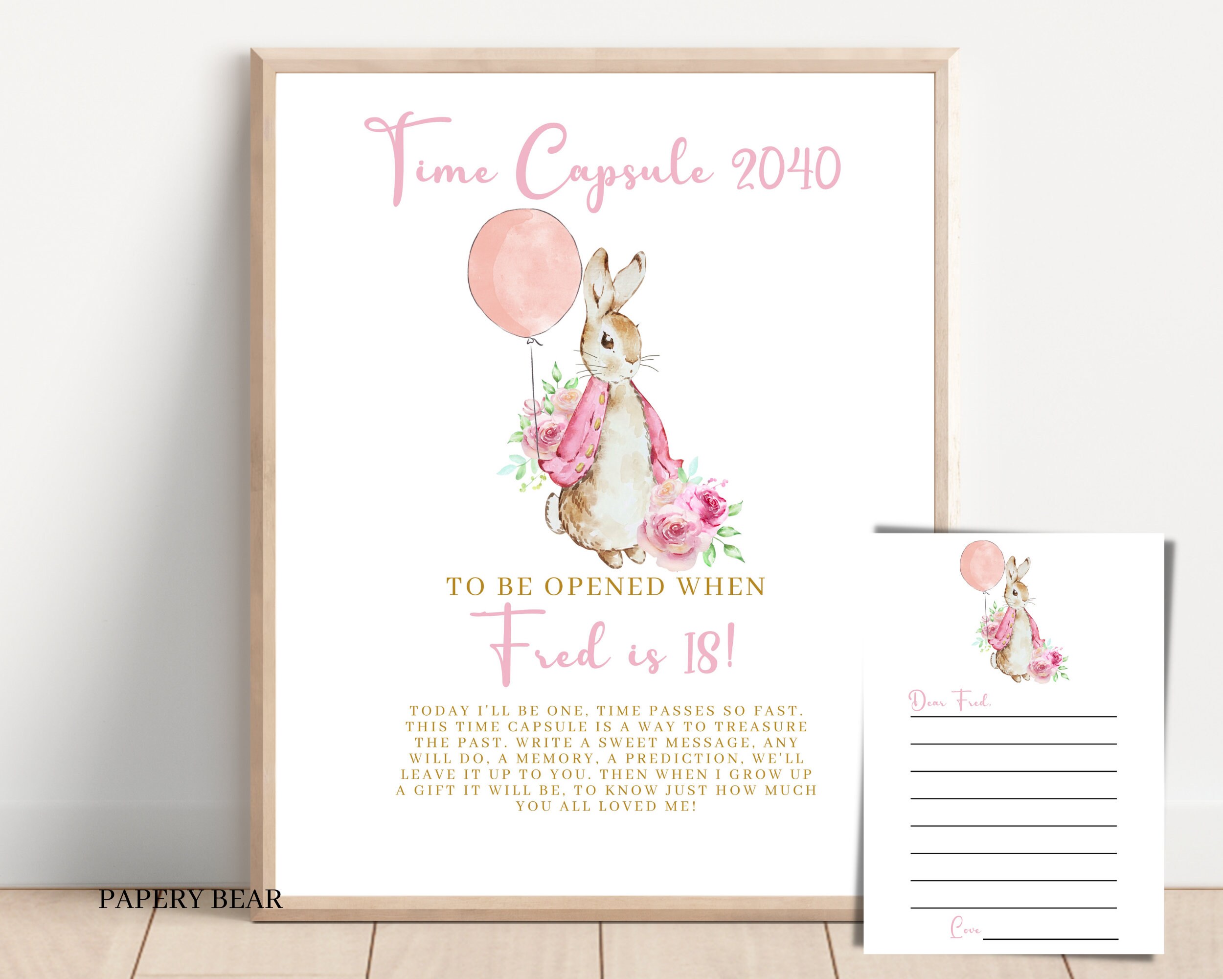 Editable Peter Rabbit Time Capsule Sign, Peter Rabbit Girl Party ...