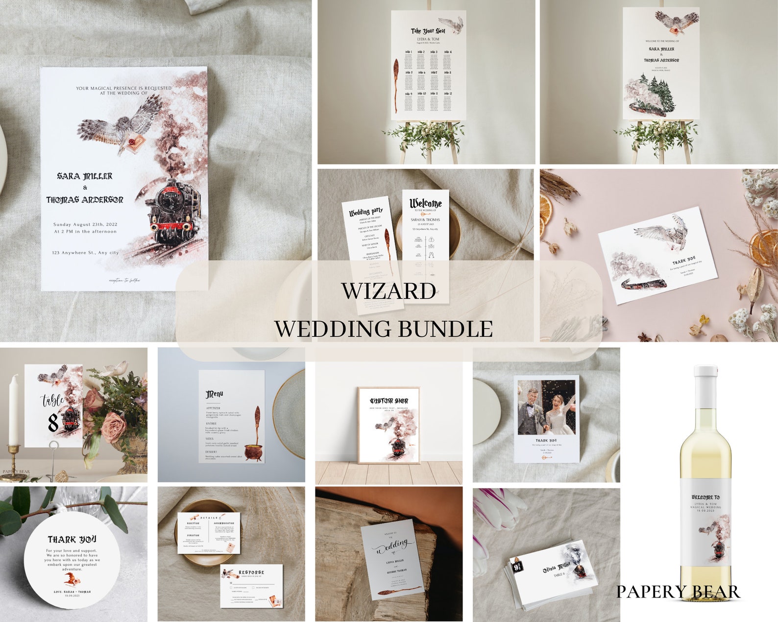 Editable HP Wedding Templates Invitation Bundle, Magical Wedding ...