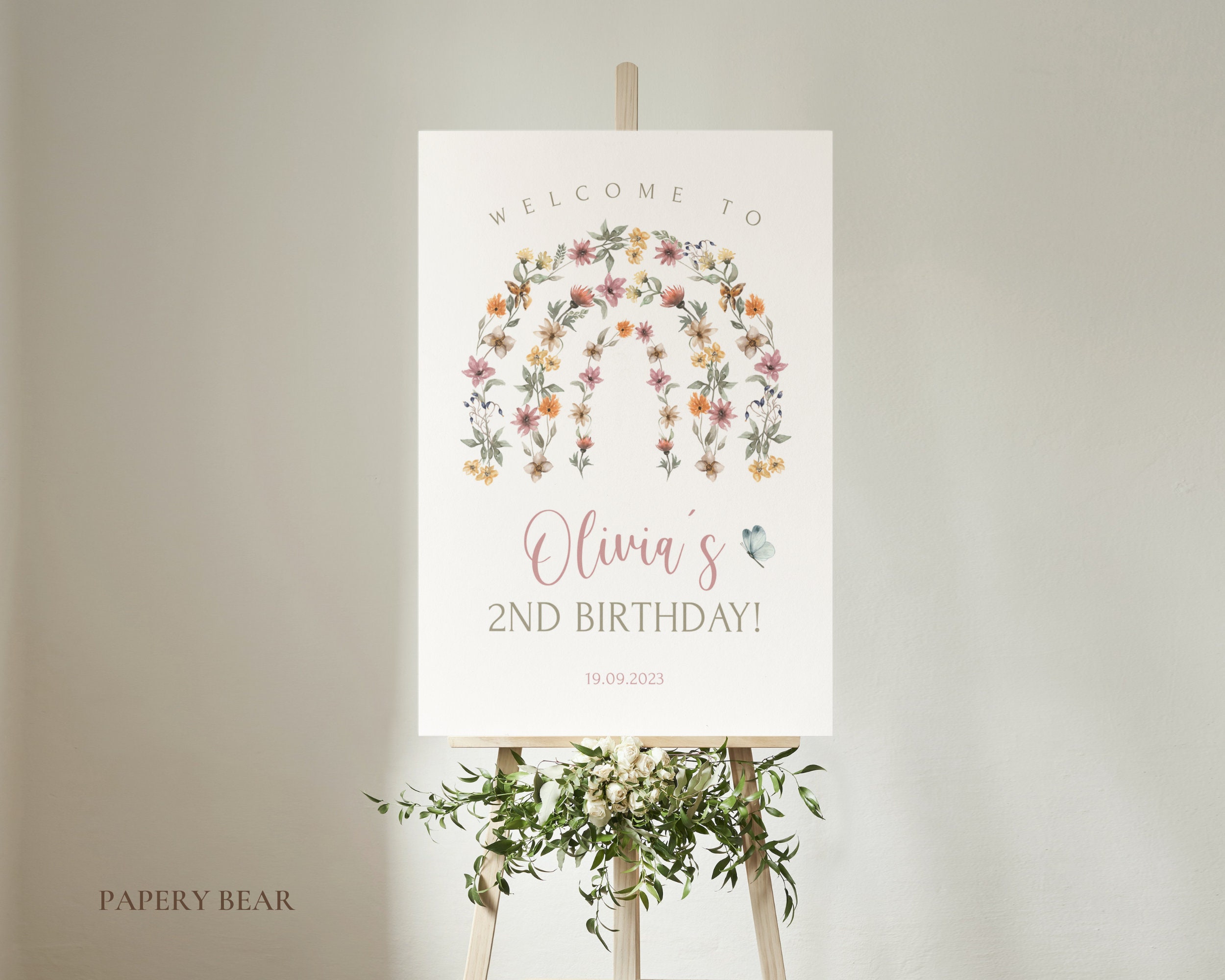 Wildflower Rainbow Welcome Birthday Sign, Welcome Sign Girl, Girls ...