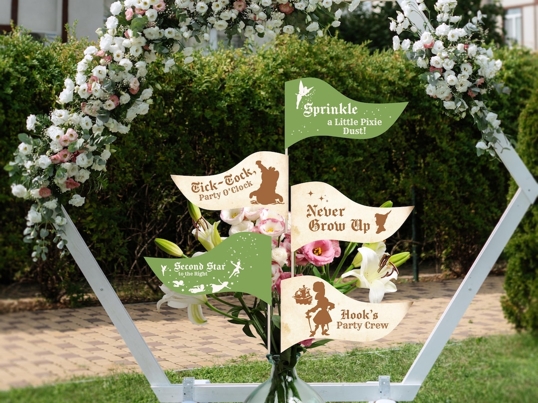 Editable Peter Pan Birthday Pennants, Neverland Party Flags, Printable ...