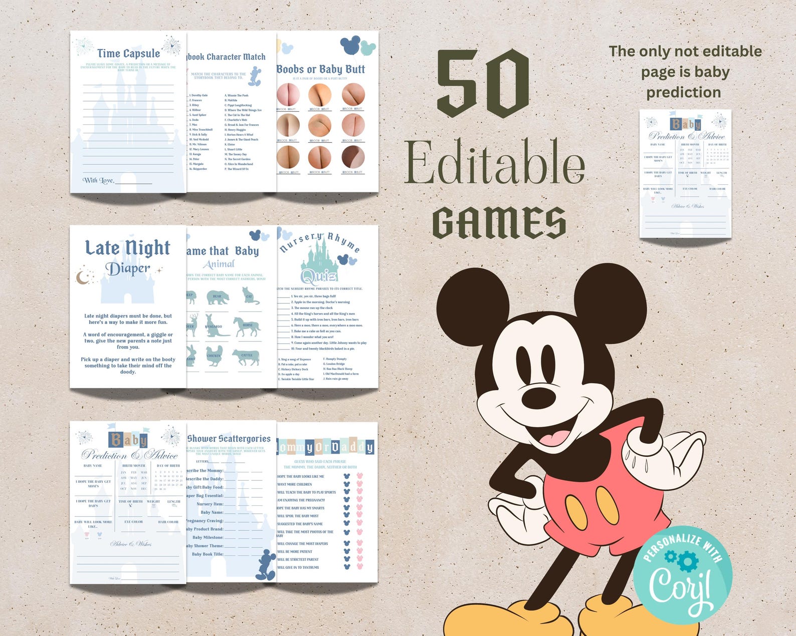 EDITABLE Baby Shower Games Bundle, 50 Mouse Theme Games, Happiest Baby ...