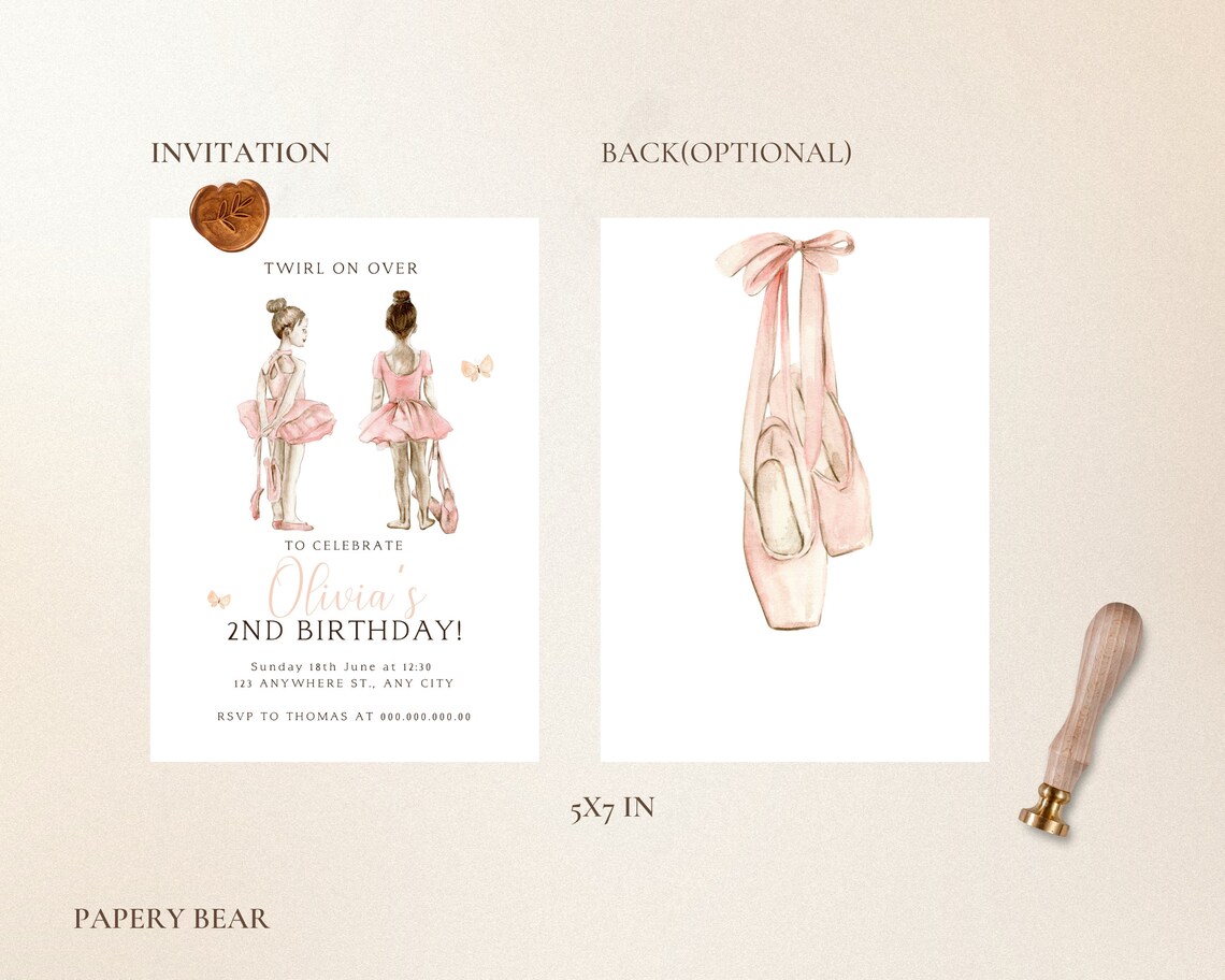Editable Ballerina Birthday Invitation Template, Ballet Dancer Birthday ...