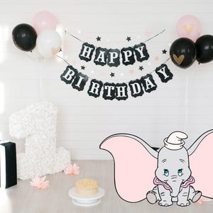 Dumbo Cutout, Backdrop Big Decor, Pastel Elephant Theme Party ...