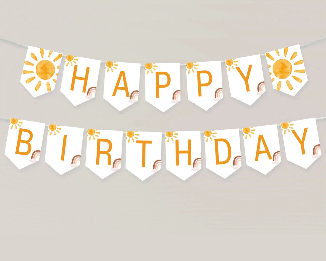 Sun Happy Birthday Banner 1st Trip Around the Sun, Sunshine Banner ...