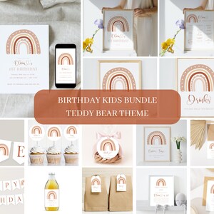 Rainbow Boho Birthday Invitation MEGA Bundle, Rainbow First Birthday ...