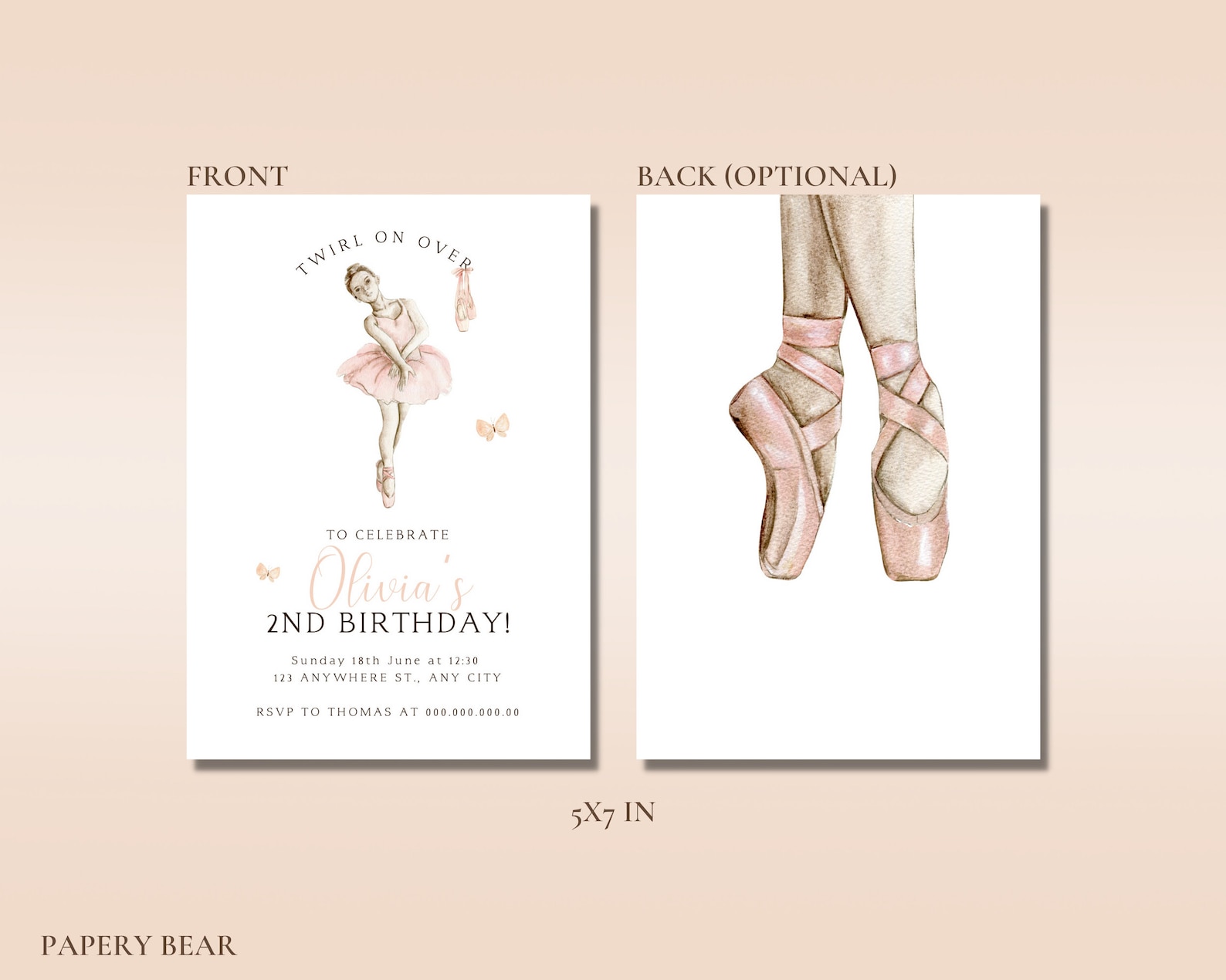 Editable Ballerina Birthday Invitation Template, Ballet Dancer Birthday ...