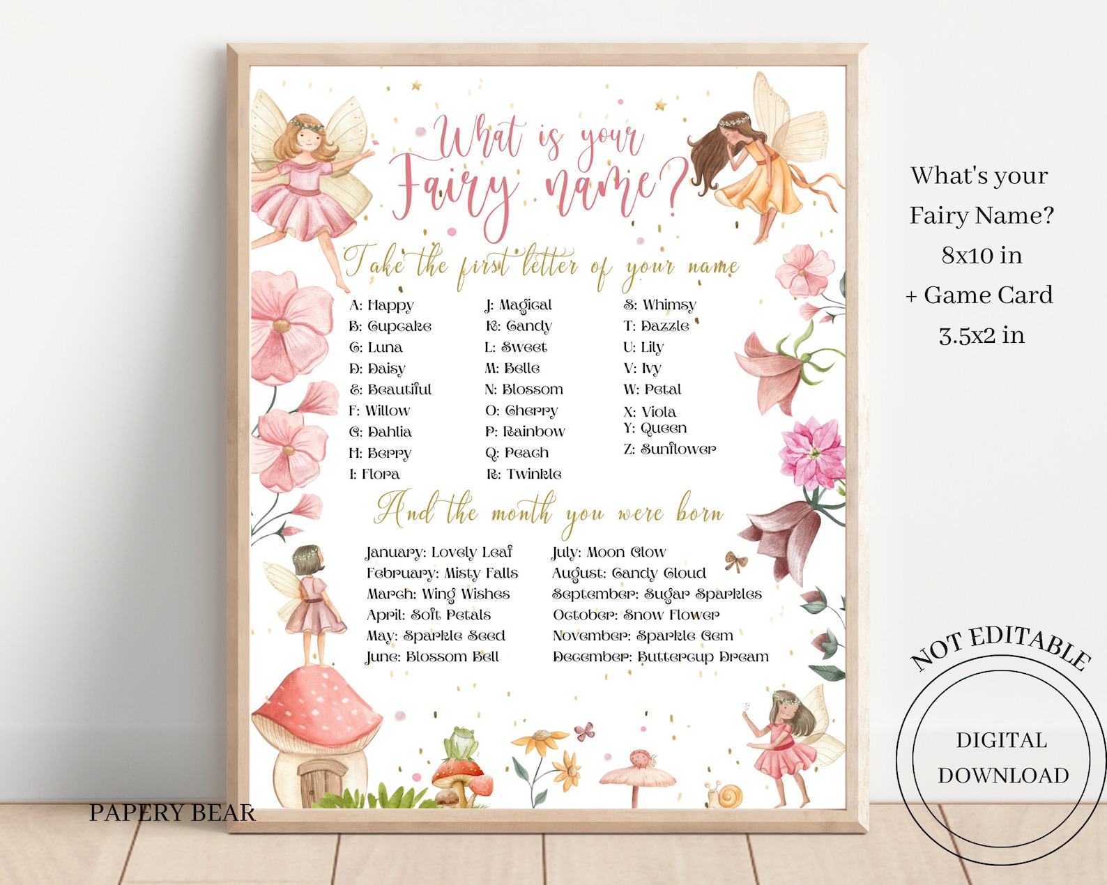 Fairy Name Game, Birthday Party Activity (digital Download) - Etsy