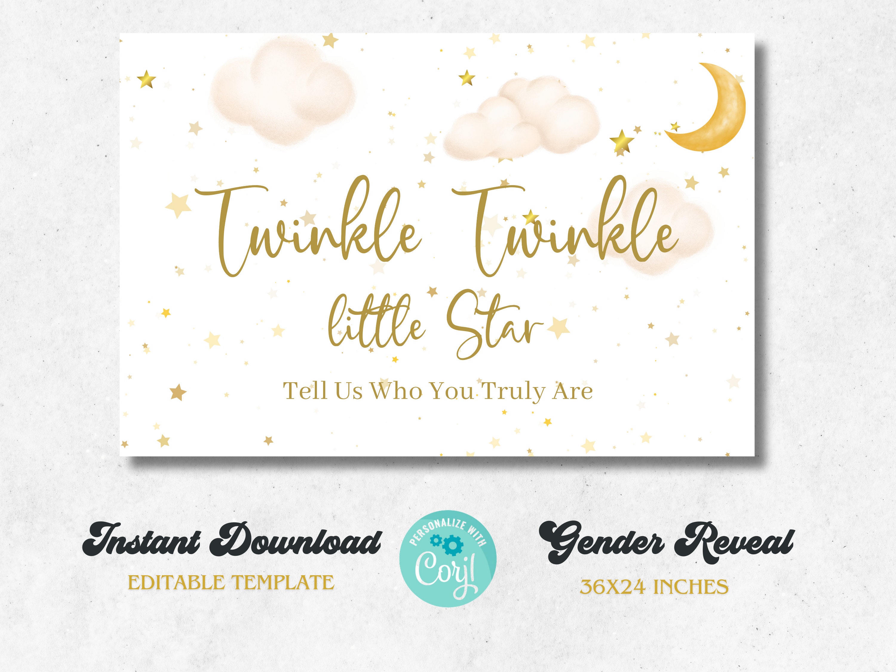 Editable Twinkle Twinkle Little Star Backdrop Gold Stars & - Etsy
