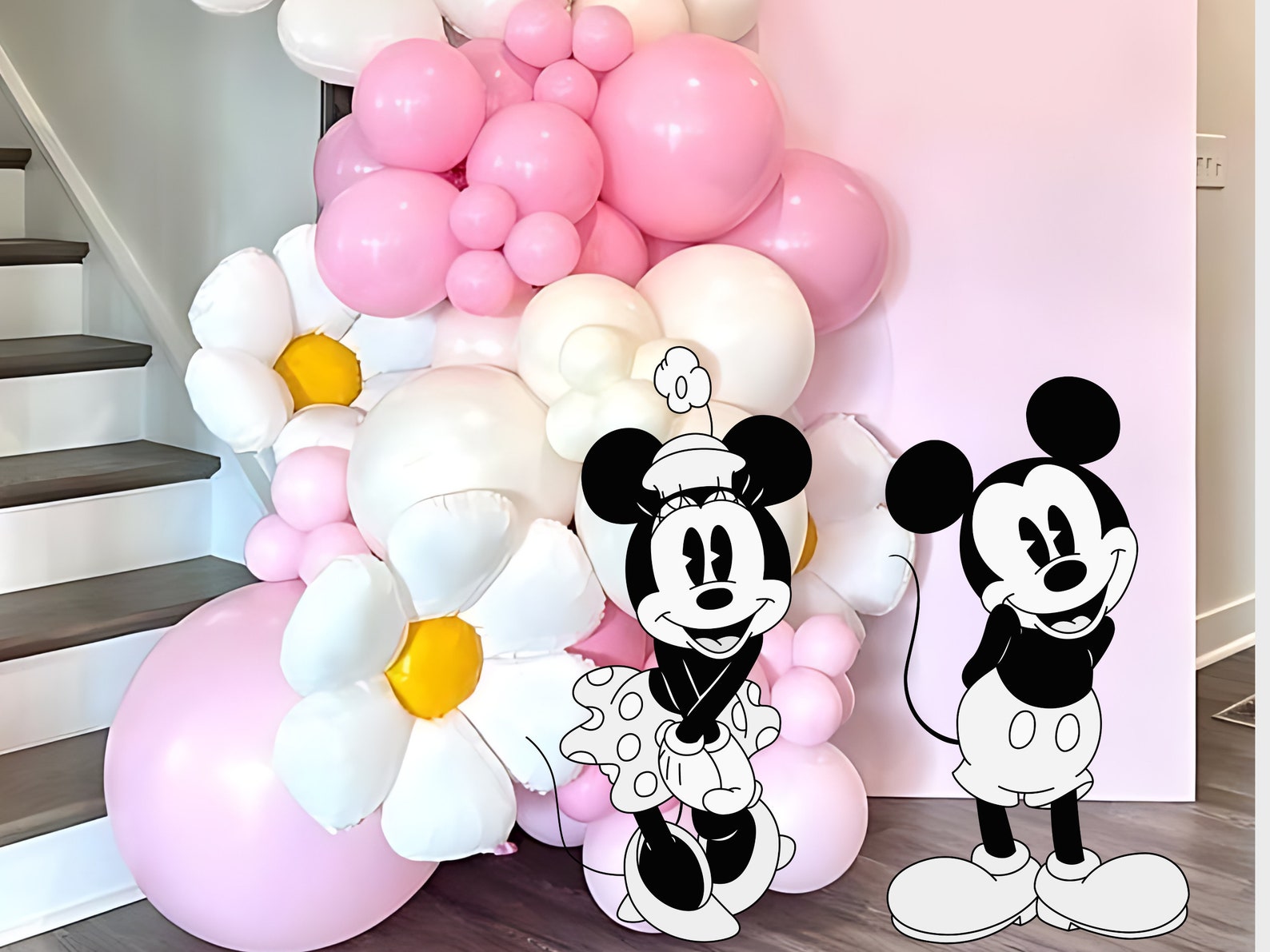 Minnie & Mickey Mouse Party Cutout, Black and White Decor (digital ...