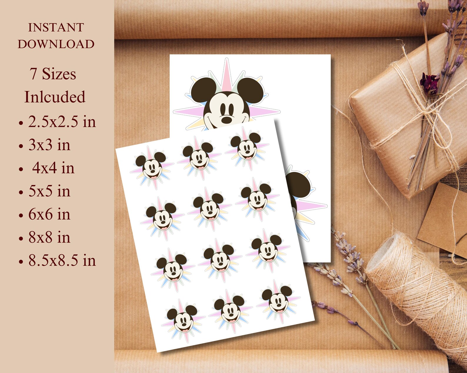 Mickey Fun Wheel Label, Pastel Colours, Mouse Decor Theme Birthday ...