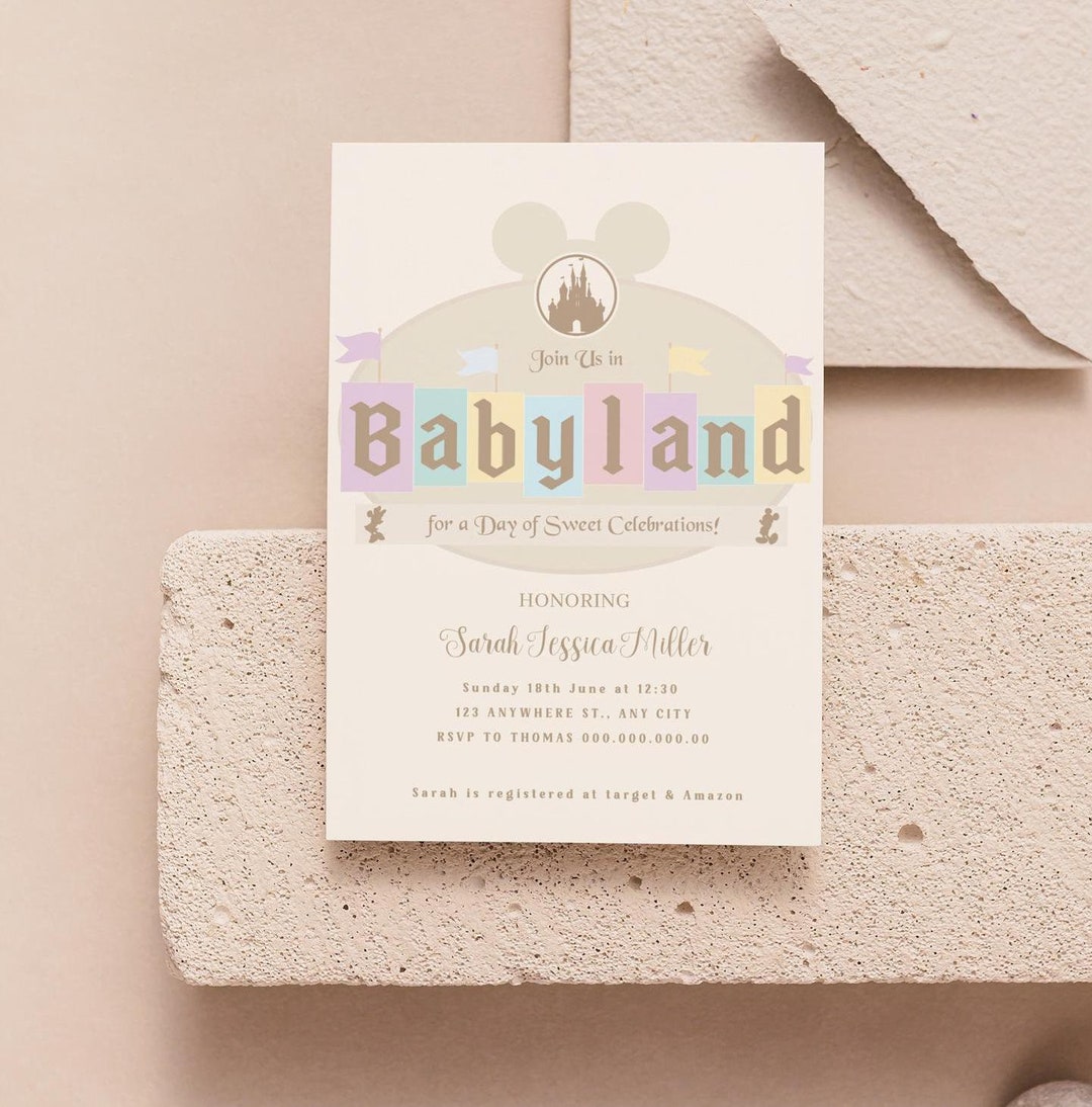 Mickey and Minnie Baby Shower Invitation, Editable Babyland Baby Shower ...