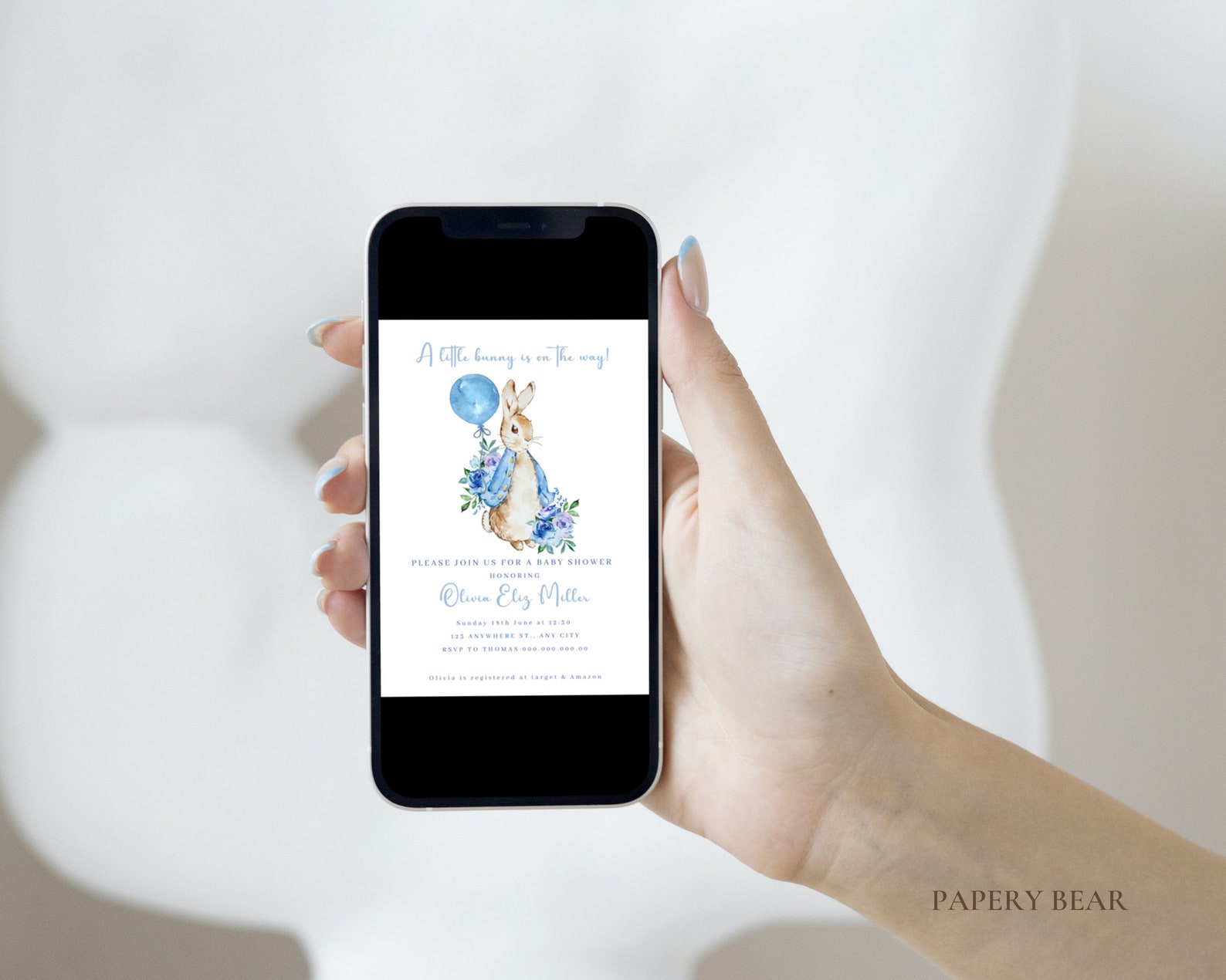 Editable Boy Peter Rabbit Baby Shower Invitation, Peter Rabbit ...