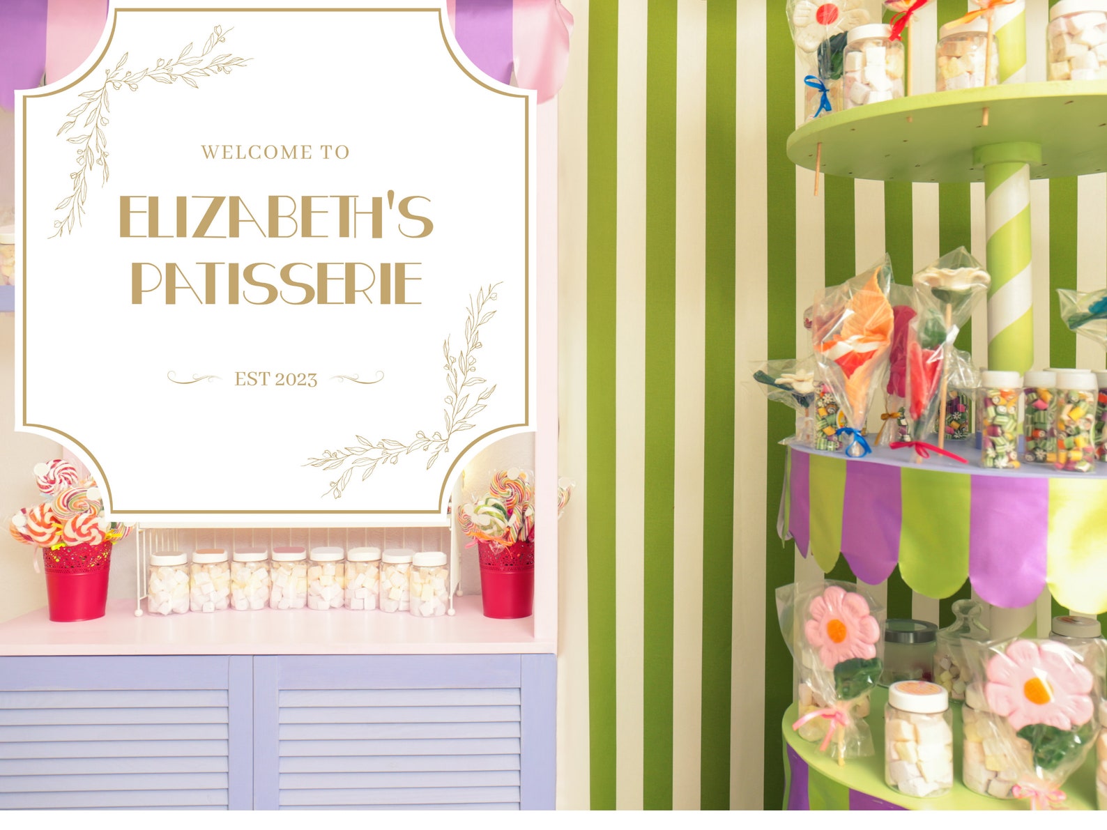 Editable Patisserie Party Backdrop Sign, Bake Shop Banner Sign, French ...