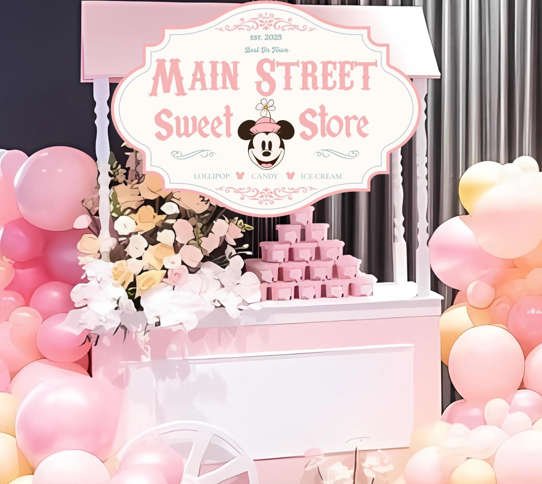 Minnie Sweet Store Birthday Sign, Main Street Sweet Shop, Candyland ...