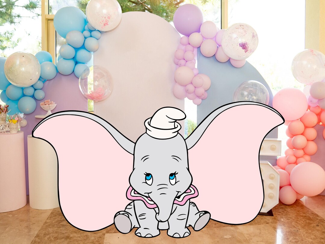 Dumbo Cutout, Backdrop Big Decor, Pastel Elephant Theme Party ...