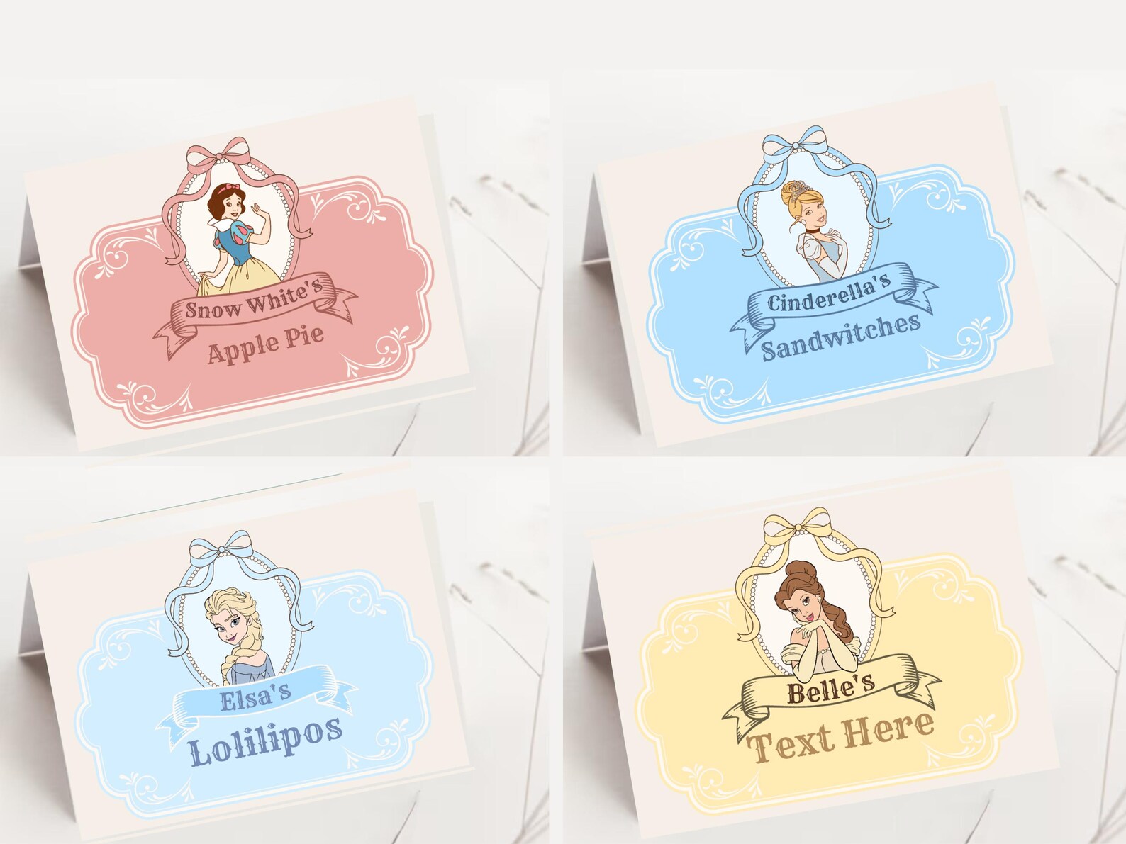 Editable Princess Food Label for Baby Shower Birthday Party, Princess ...