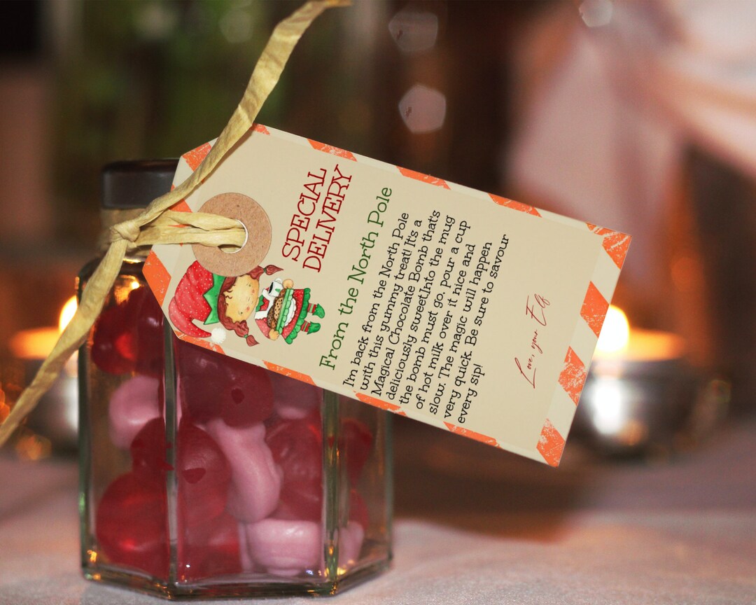 Editable Elf Hot Chocolate Bomb Tag Editable Treat Tags Elf - Etsy