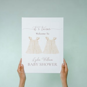 It's A Twins Fully Editable Baby Shower Welcome Sign, Editable Template ...