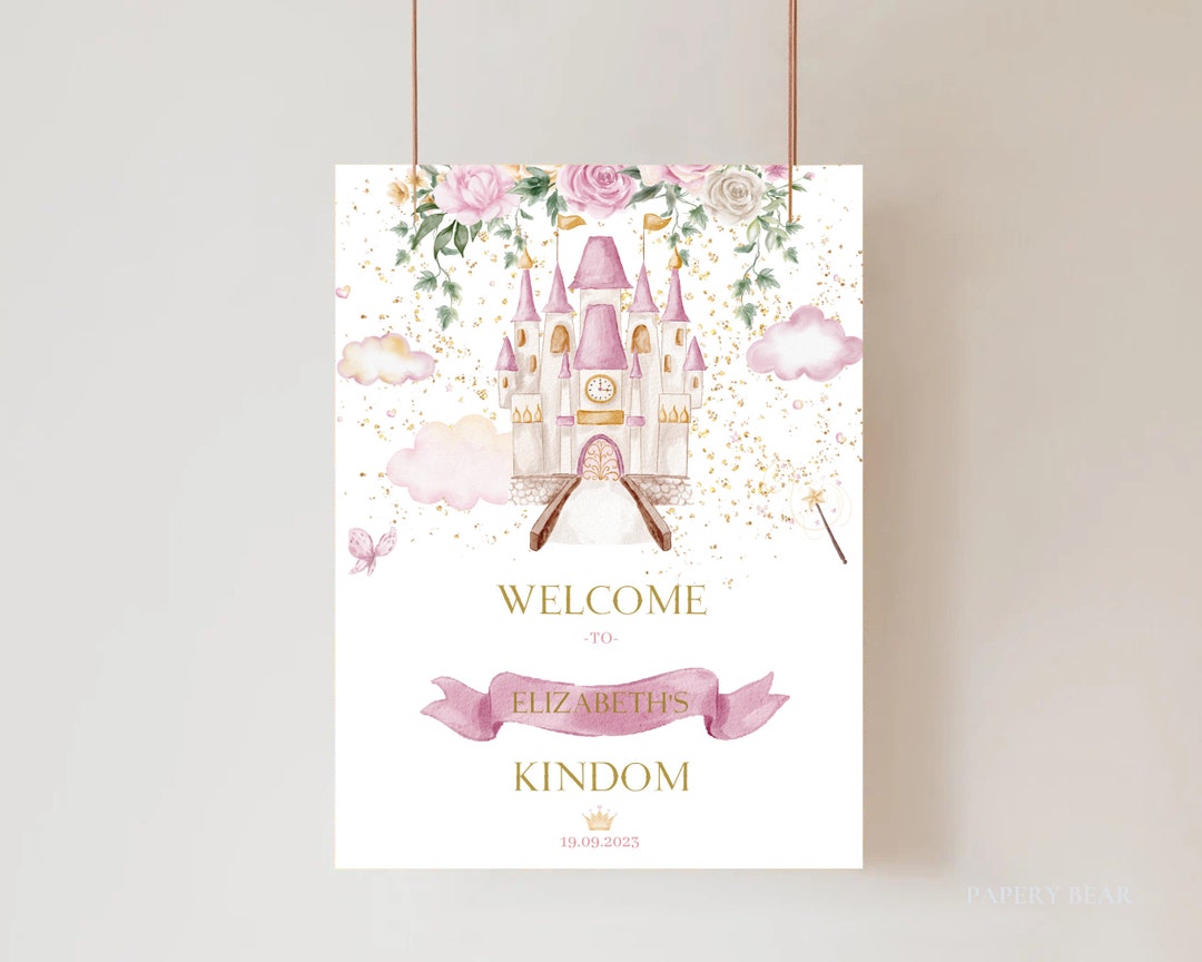 Editable Princess Birthday Welcome Sign, Princess Birthday Banner ...