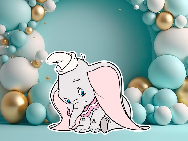Dumbo Cutout, Backdrop Big Decor, Pastel Elephant Theme Party ...