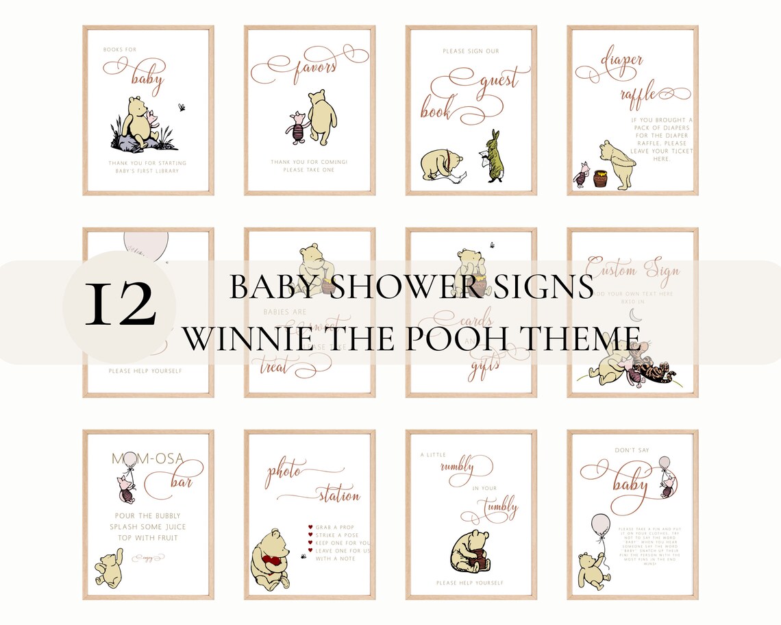 Classic Winnie the Pooh Baby Shower Signs Bundle Winnie the - Etsy