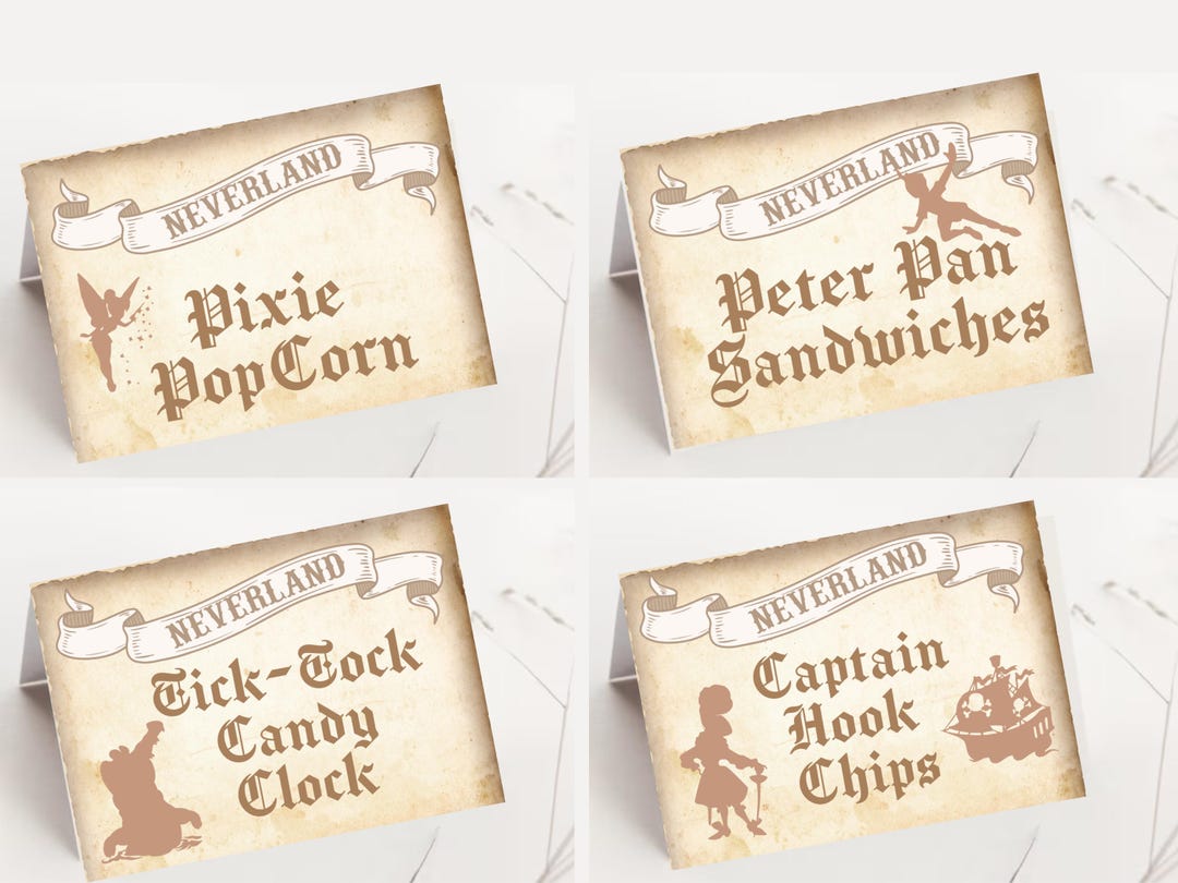 Editable Peter Pan Food Labels | Printable Neverland Buffet Cards ...