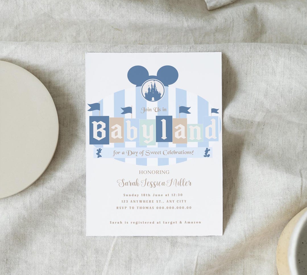 Mickey and Minnie Baby Shower Invitation, Babyland Theme (digital ...