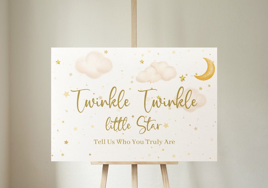 Editable Twinkle Twinkle Little Star Backdrop, Gold Stars & Clouds ...
