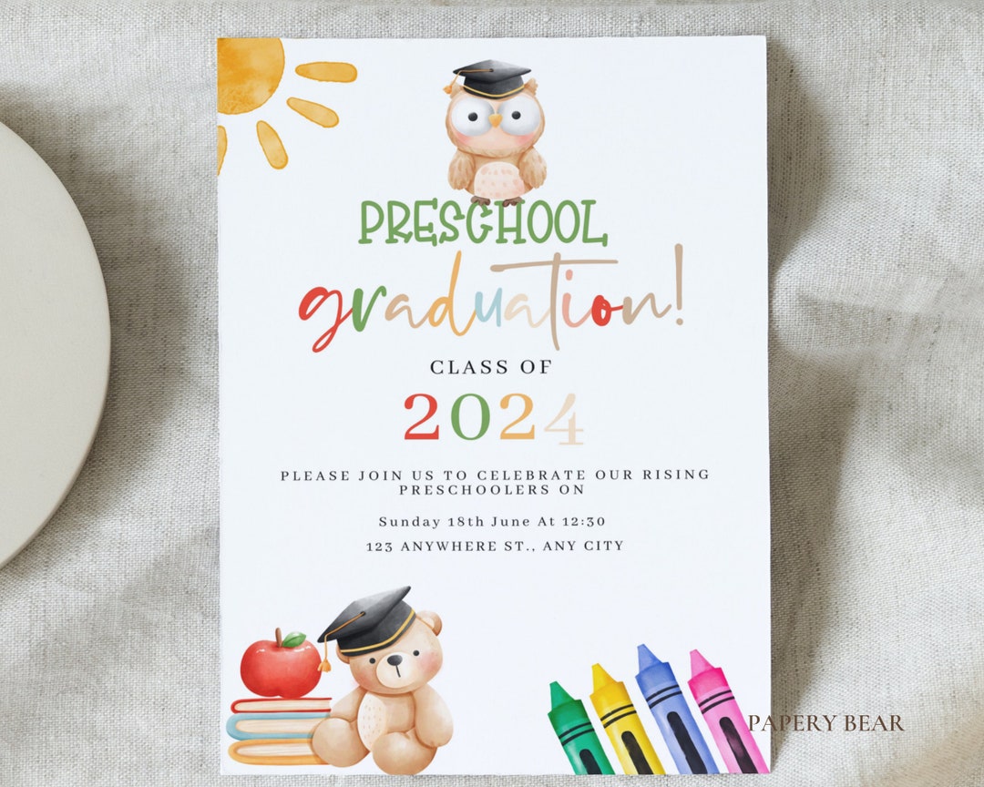 Printable Preschool Graduation Invitation Template, Preschool ...