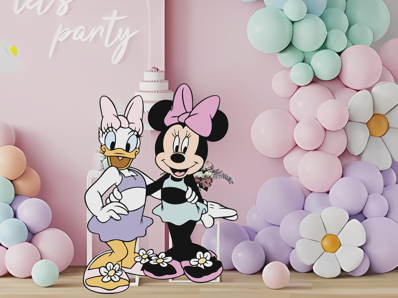 Mouse and Diasy Summer Digital Cutout Party Decor, Big Decor Mouse ...