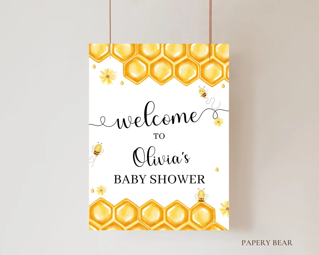 Editable Honey Bee Baby Shower Welcome Sign,sweet as Can Bee Baby ...