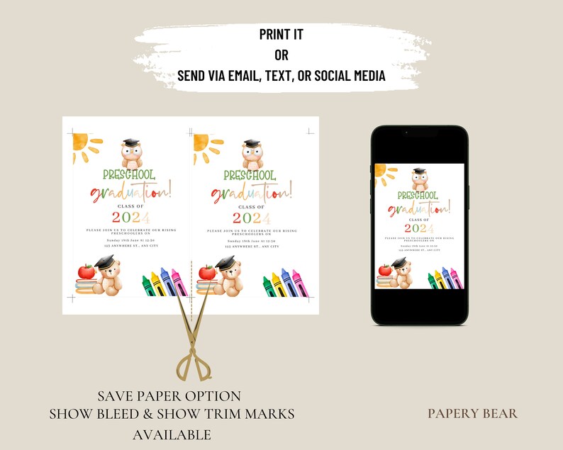 Printable Preschool Graduation Invitation Template Preschool - Etsy