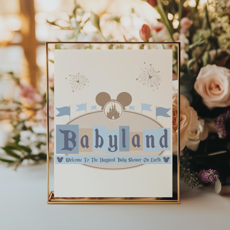 Disneyland Babyland Welcome Sign, Disney Baby Shower Decor (digital ...