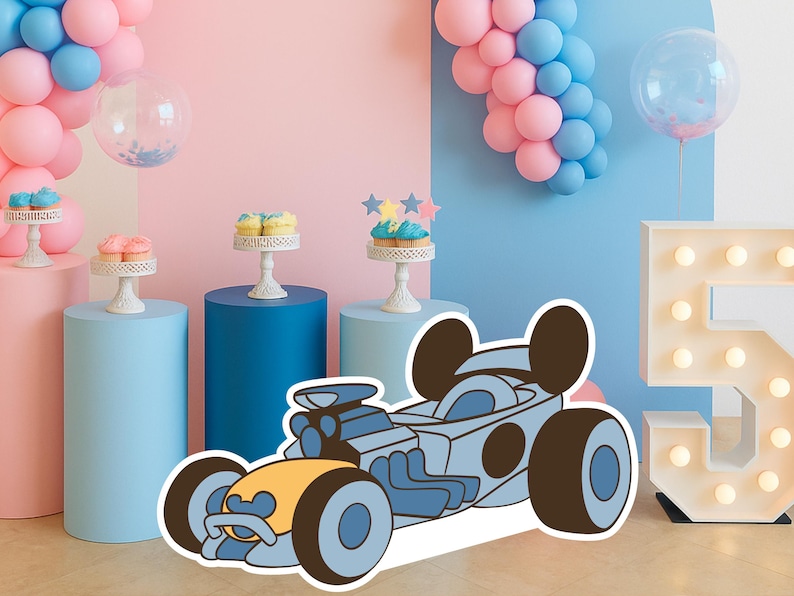 Digital Mickey Roadster Racer Decorations – Printable Race Car Cutouts ...
