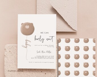 Editable We Can Bearly Wait Birthday Invitation Template - Etsy