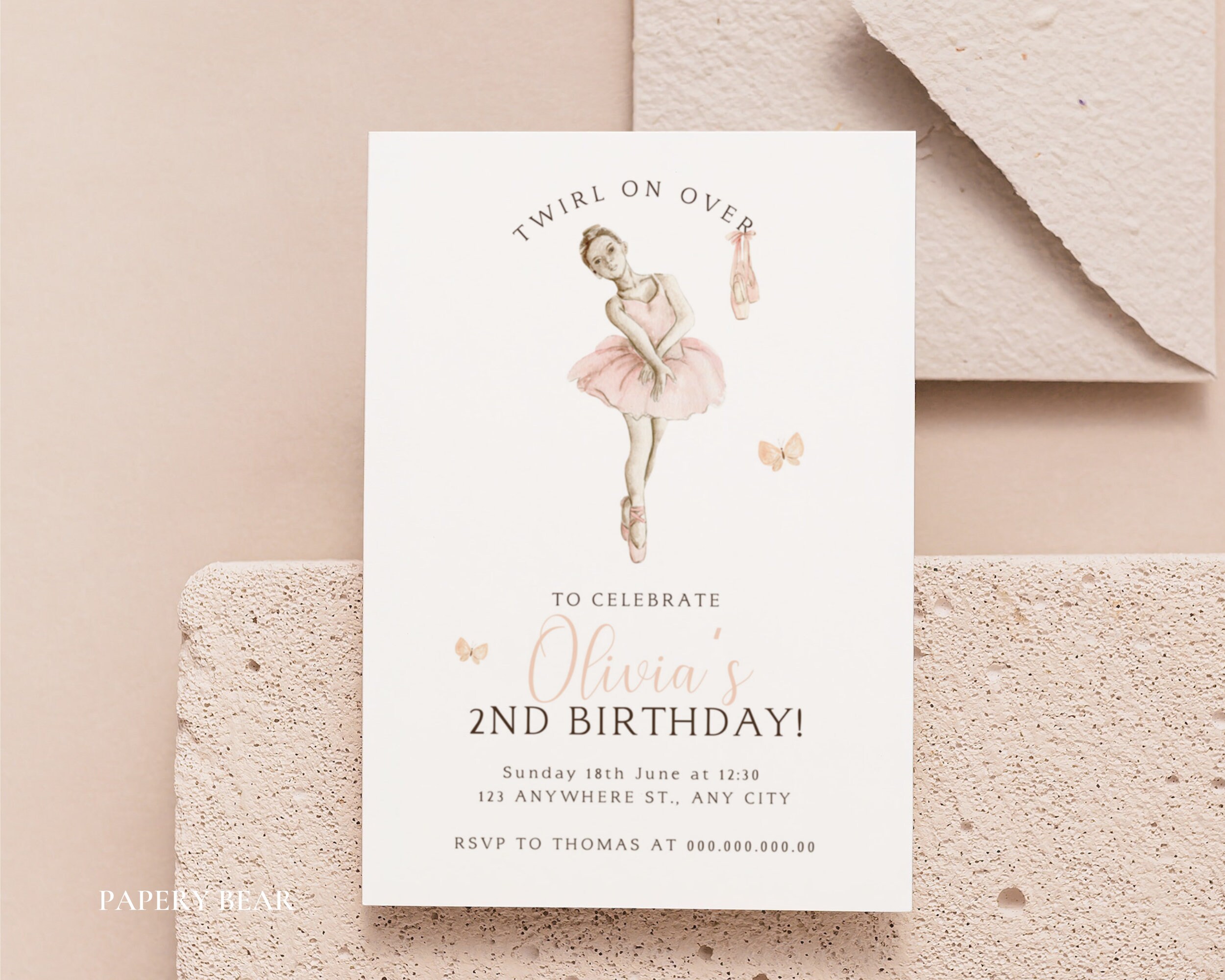 Editable Ballerina Birthday Invitation Template, Ballet Dancer Birthday ...