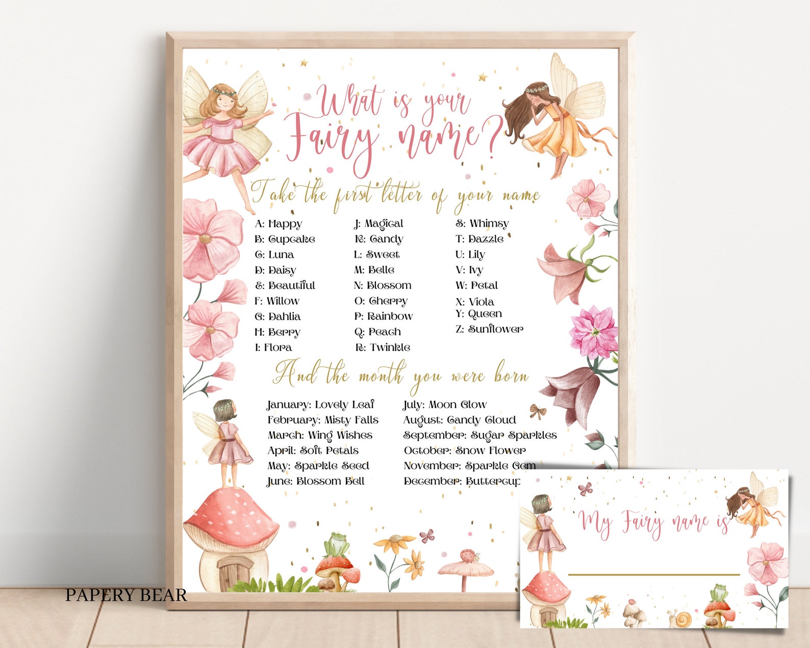 Fairy Name Game, Birthday Party Activity (digital Download) - Etsy
