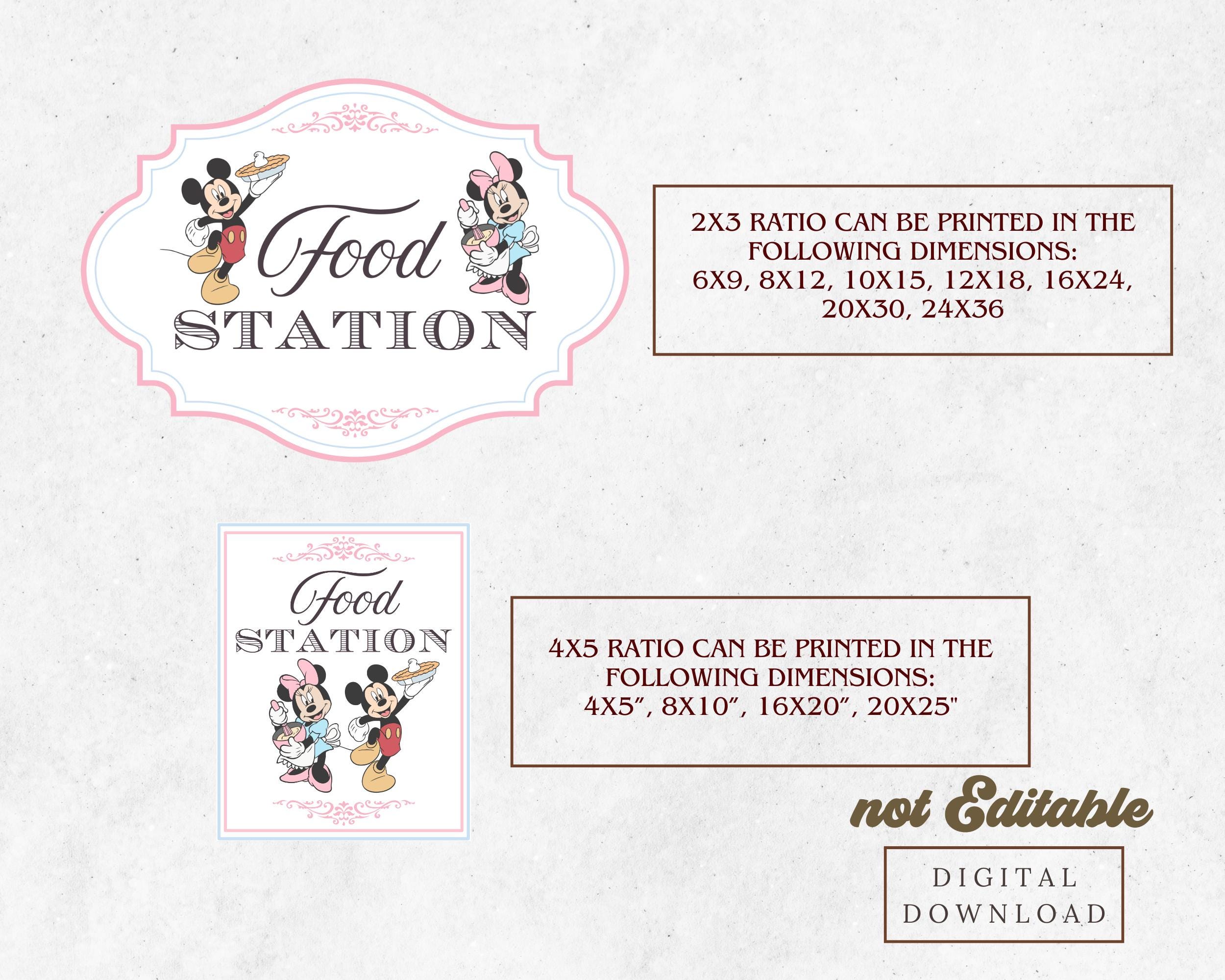 Mickey Minnie Food Station Sign Party Decoration, Printable Mickey ...