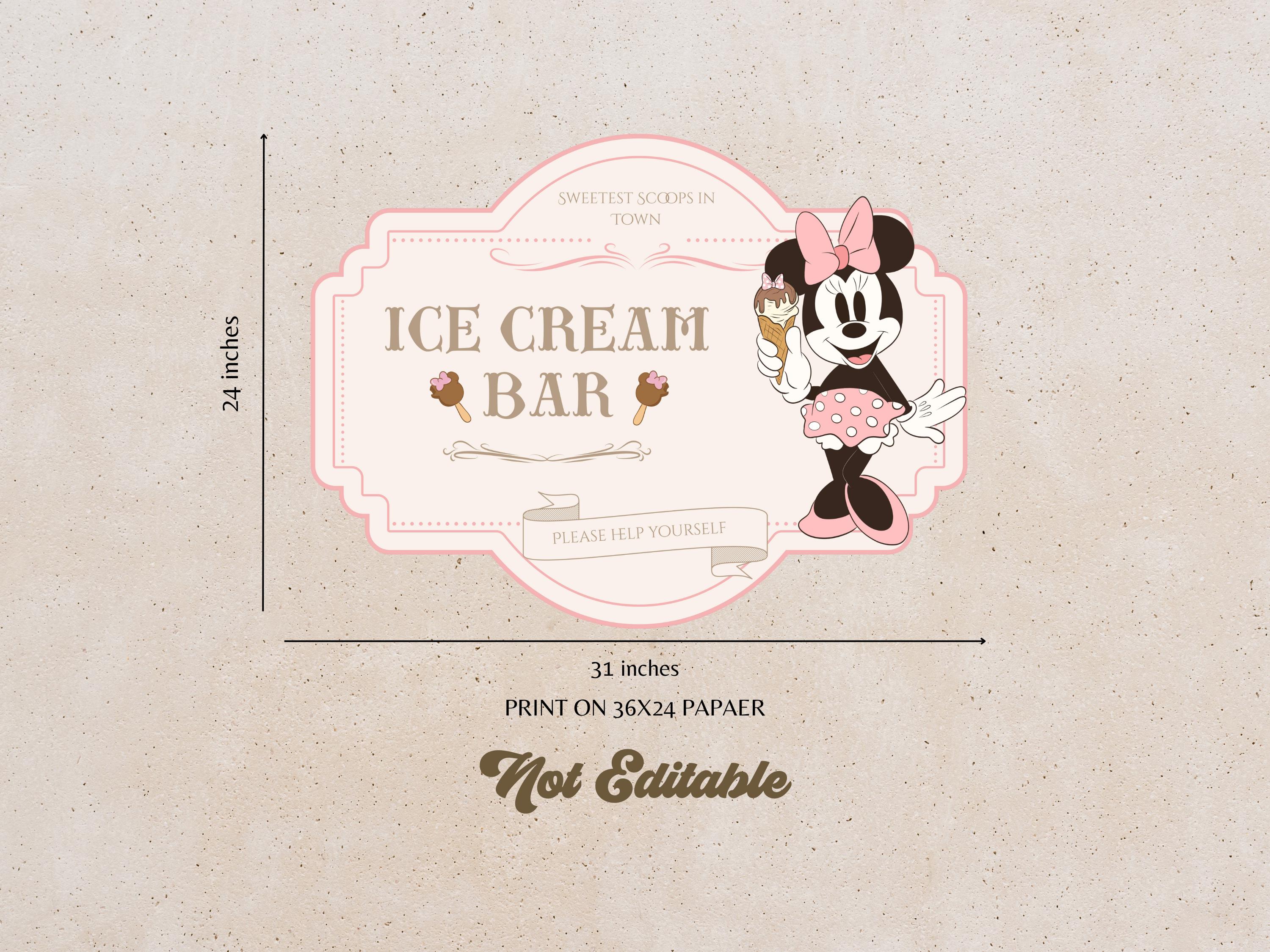 Minnie Ice Cream Bar Birthday Sign, Table Printable Sign Baby Shower or ...