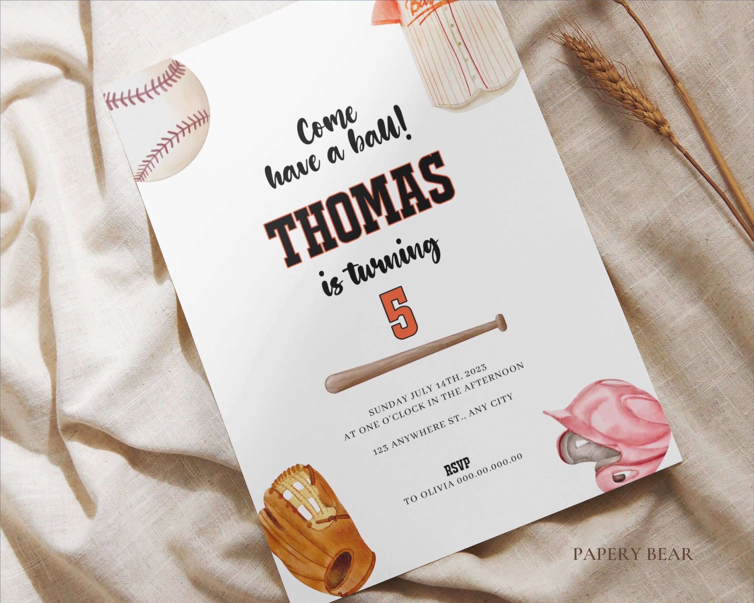 Baseball Birthday Invitation Template, Rookie of the Year Birthday ...