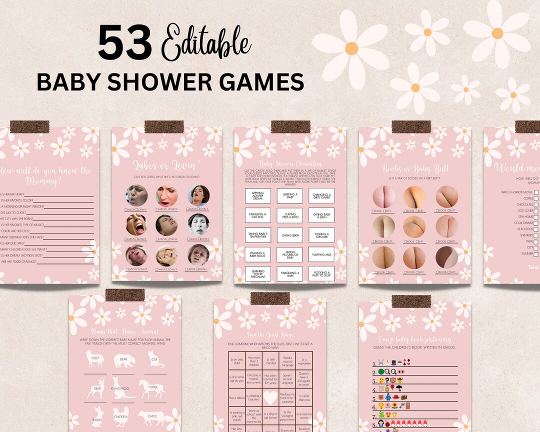 Editable Daisy Baby Shower Game Bundle, Boho Daisy Baby Shower Games ...