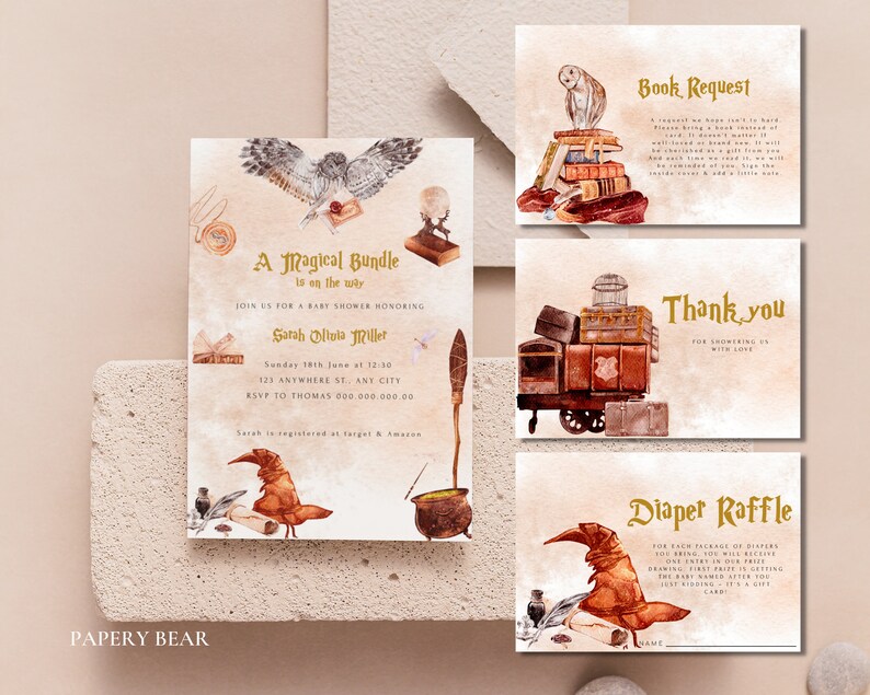 Editable HP Baby Shower Invitation Templates Bundle Wizard - Etsy