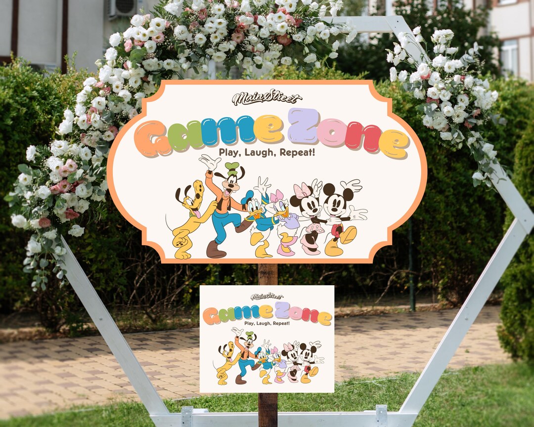 Mickey and Friends Game Zone Sign | Disney Birthday (digital Download ...