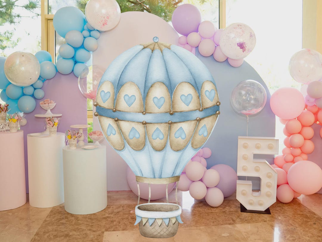 Hot AIR Balloon Cutout, Backdrop Decor, Blue Air Balloon Party ...